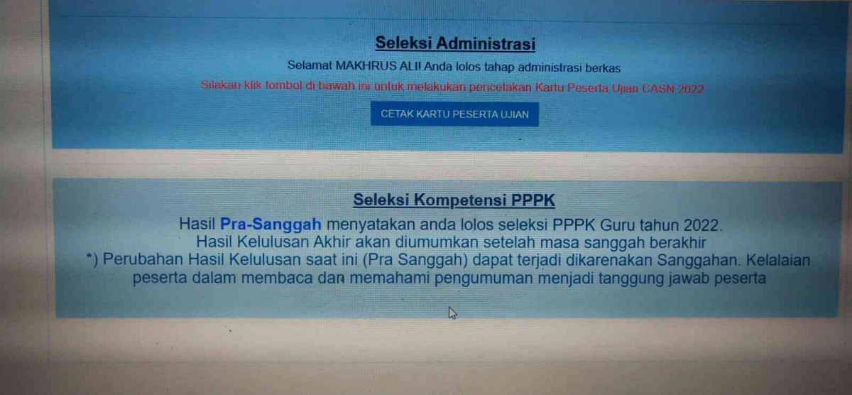 Foto Artikel Beginilah Tampilan Pengumuman Lulus Dan Tidak Pppk Guru