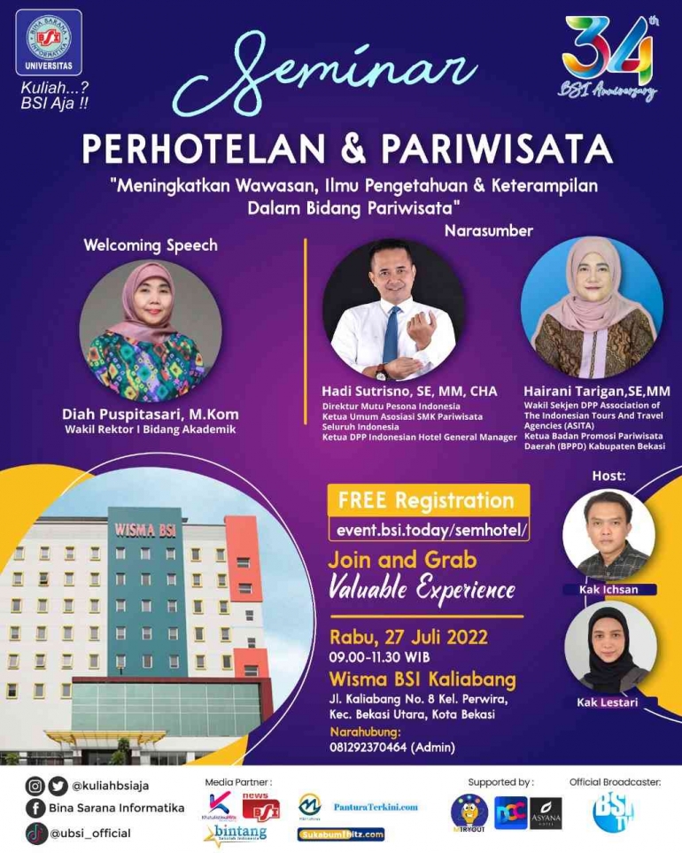 Universitas Bsi Gelar Seminar Perhotelan Dan Pariwisata Secara Offline