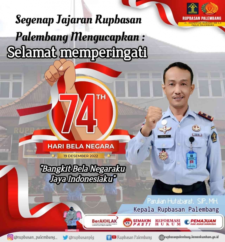 Ucapan Selamat Memperingati Hari Bela Negara Dari Rupbasan Palembang