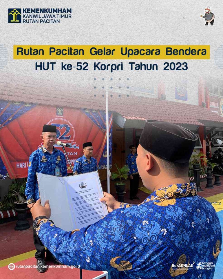 Rutan Pacitan Gelar Upacara Bendera Hut Ke 52 Korpri Tahun 2023