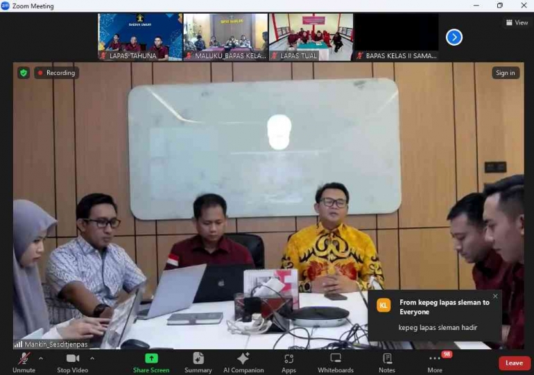 Lapas Tahuna Ikuti Sosialisasi Dan Asistensi Pengisian Data Capaian