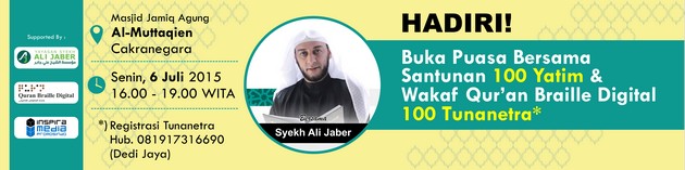 Buka Puasa Bareng Syekh Ali Jaber Akan Wakafkan 100 Al Quran Braile